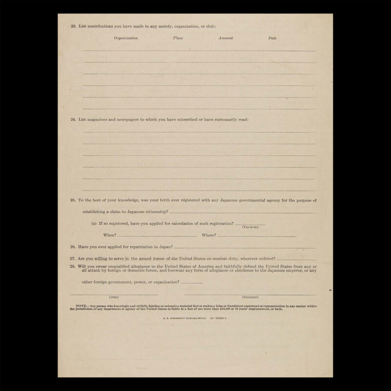 Loyalty Questionnaire - Quiet Americans